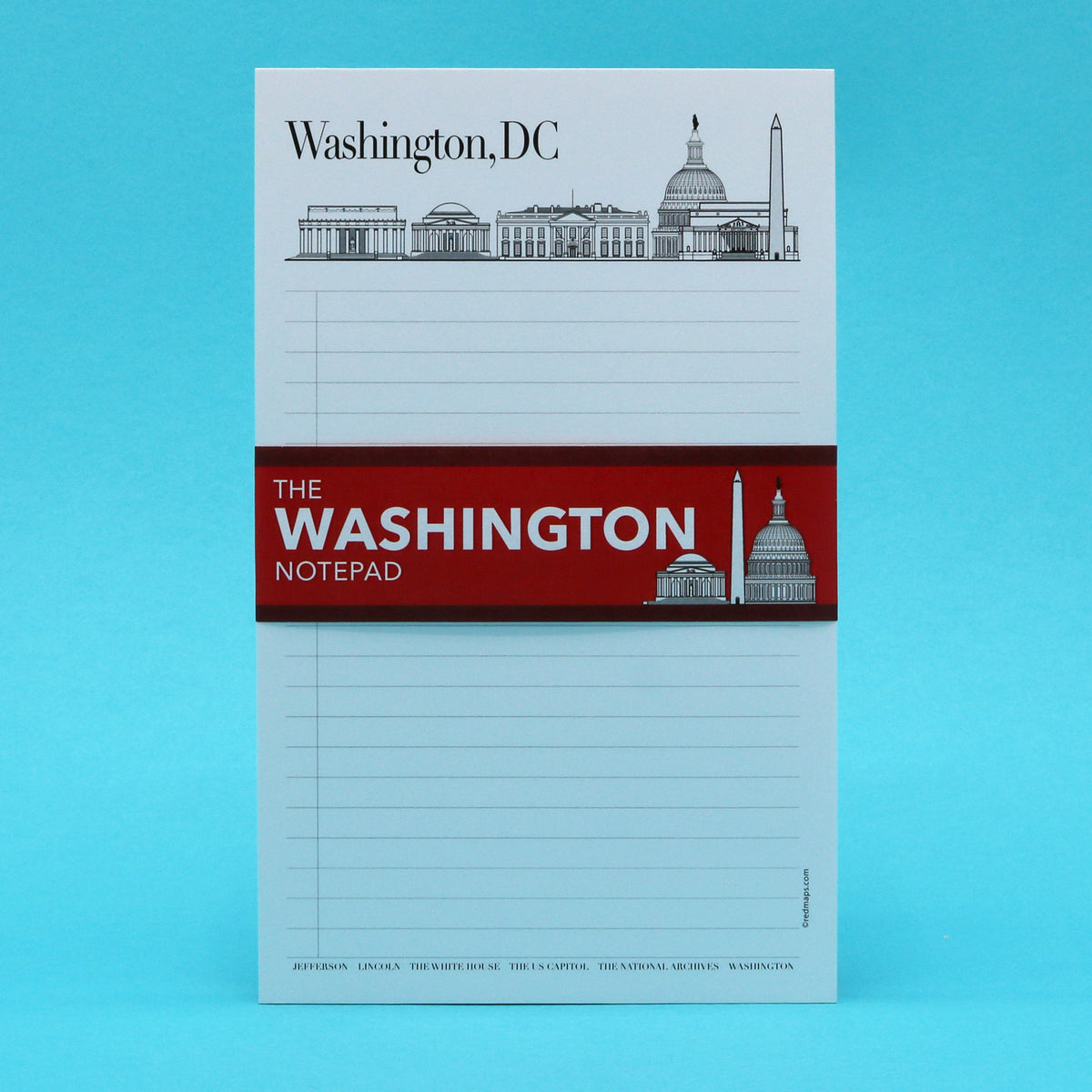 Washington DC Landmarks Themed Notepad | Red Maps