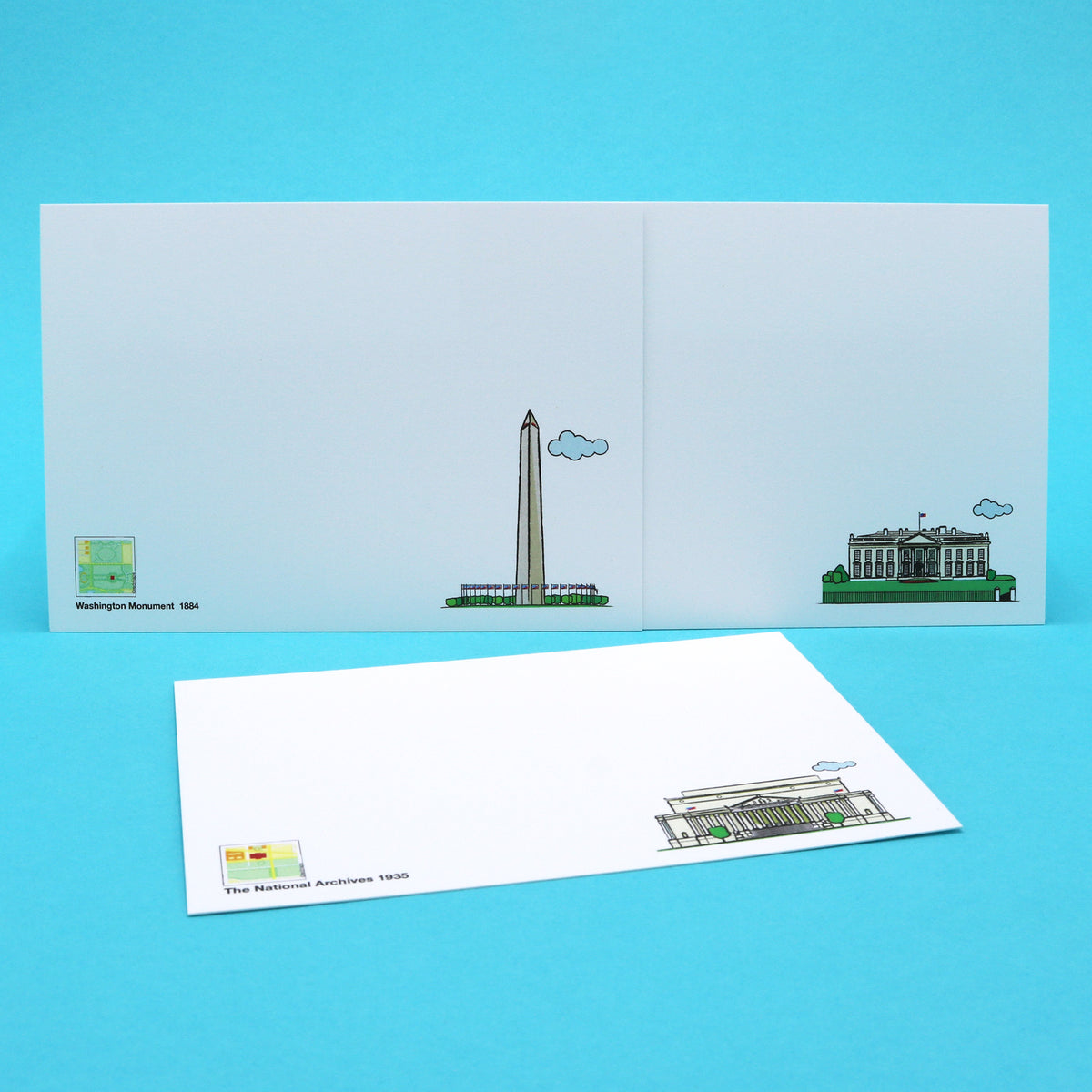 Washington DC Landmarks Themed Notecards | Red Maps