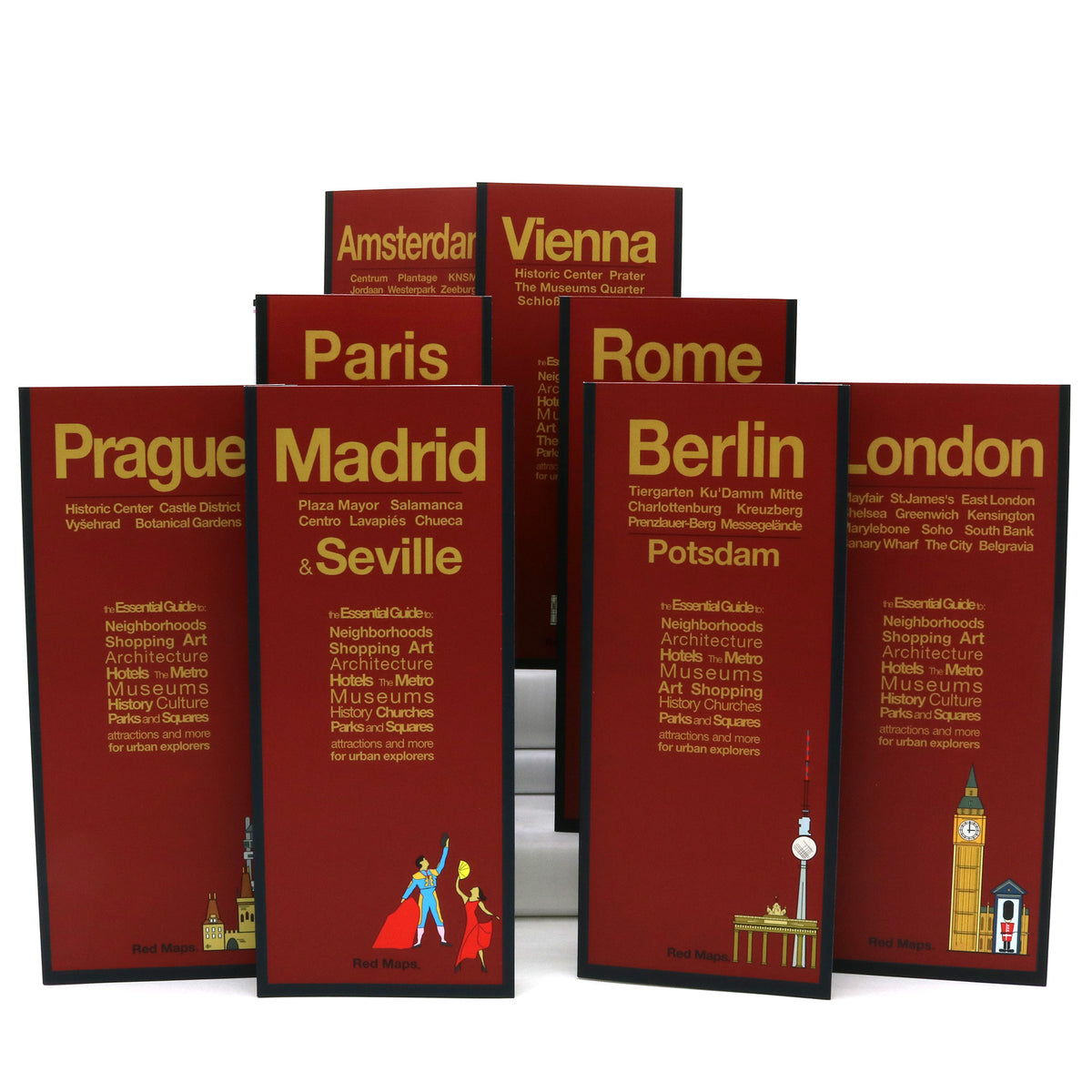 European Multi-City Travel Map Set - The Grand Tour | Red Maps