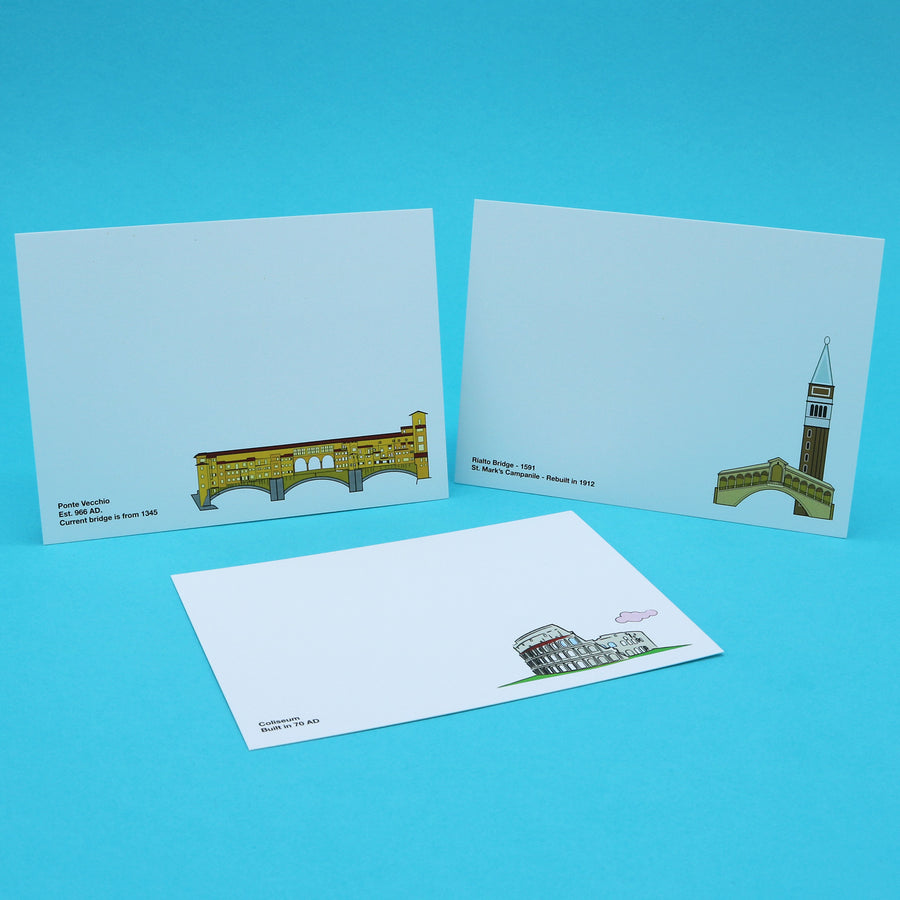 ITALY Themed Notecards – Red Maps