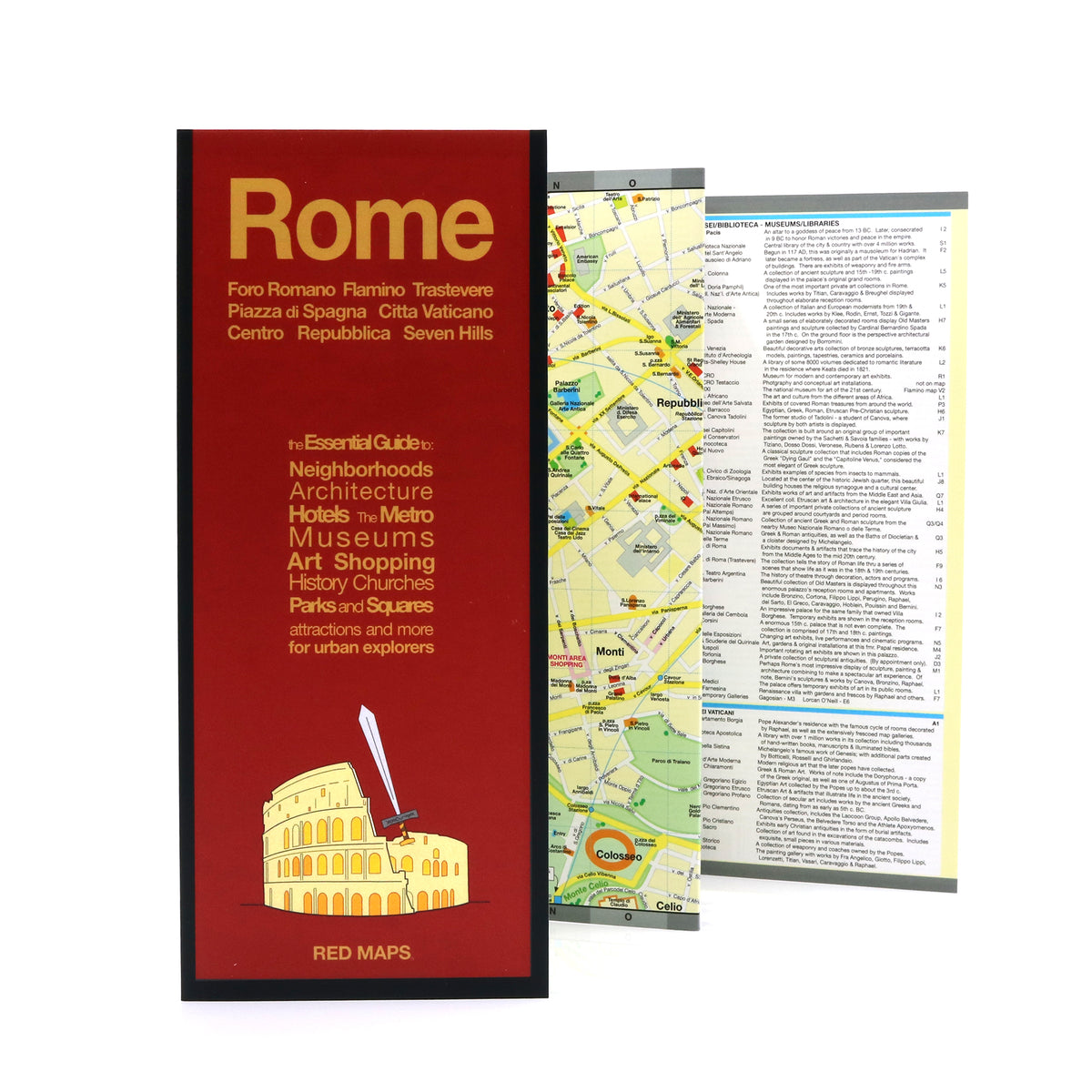 Rome Historic City Center Foldout Travel Map | Red Maps