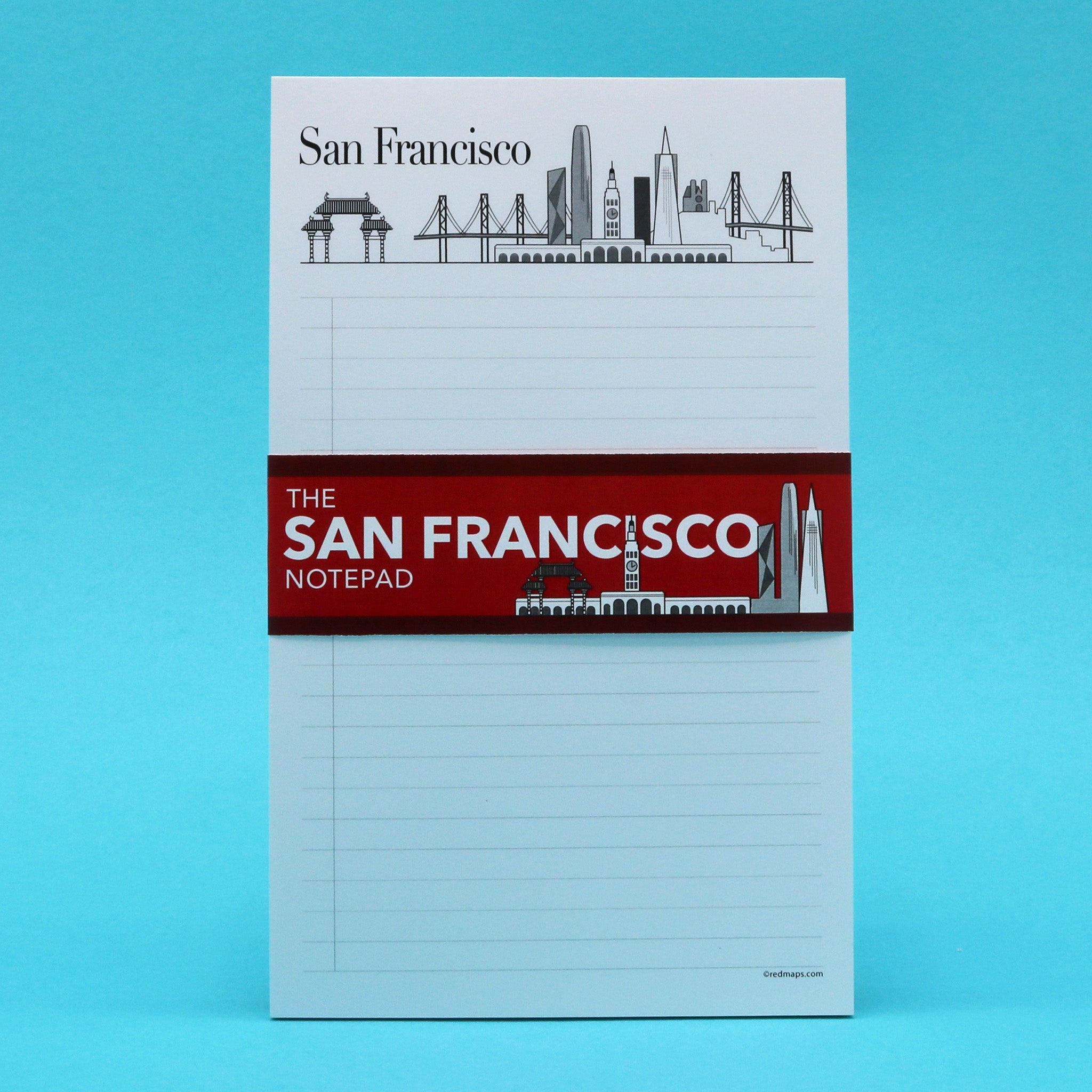 San Francisco Skyline & Landmarks Notepad | Red Maps
