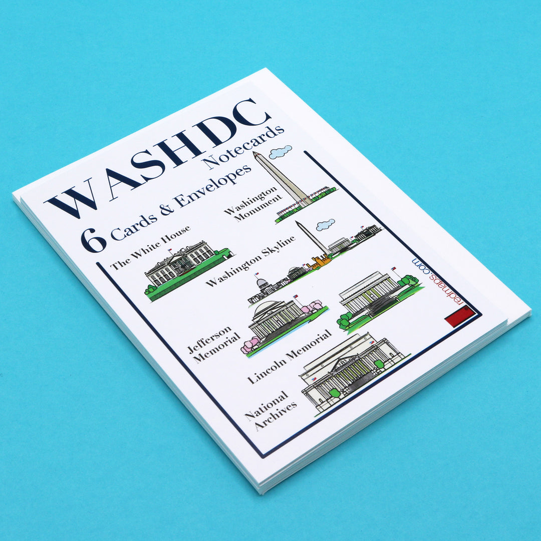 Washington DC Landmarks Themed Notecards | Red Maps
